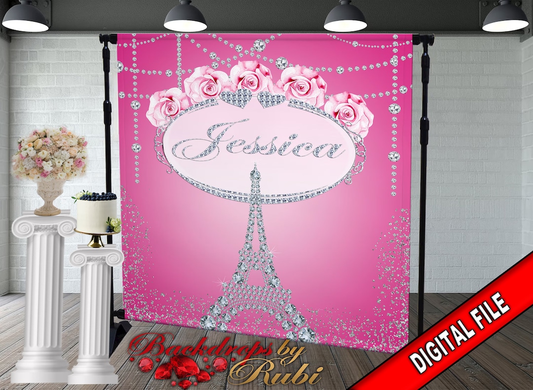 Paris Birthday Backdrop, Paris Backdrop, Birthday Party Background ...