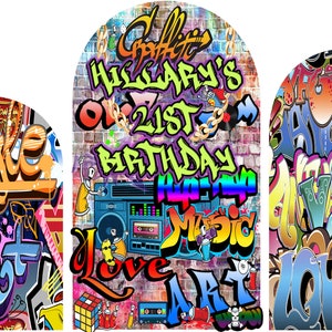 Graffiti Arched Backdrop, Graffiti Arched Banner, Arched 80's 90's Hip ...
