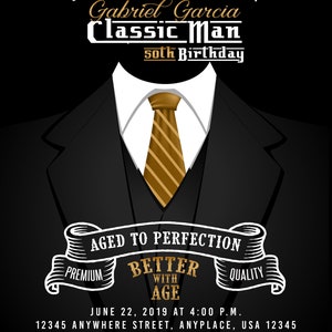Classic Man Invitation Classic Man Invite 50th Birthday | Etsy