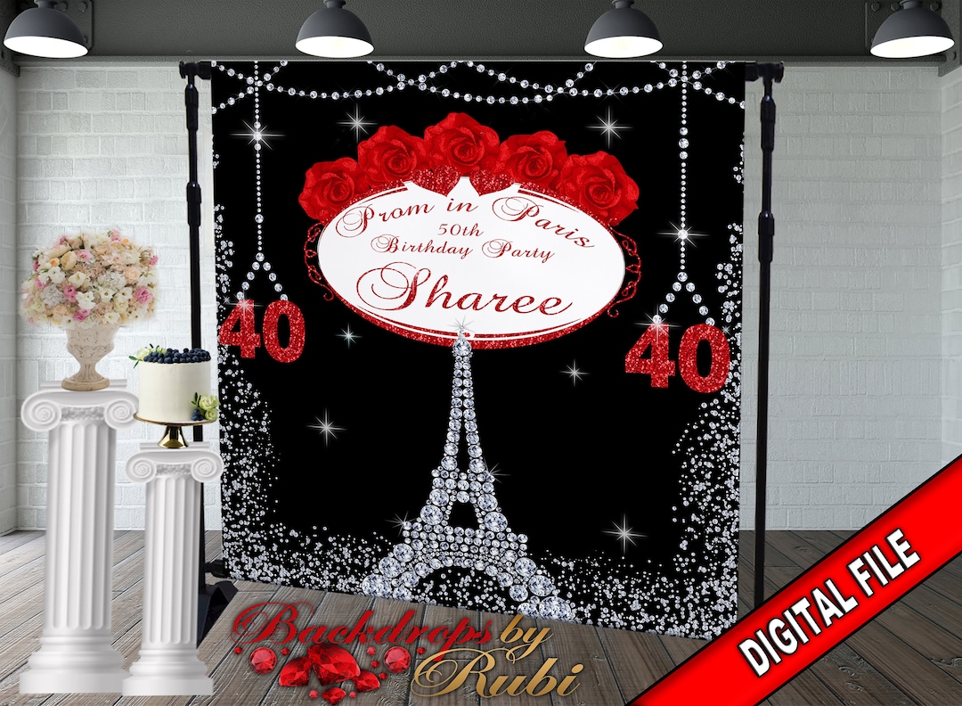 Paris Birthday Backdrop, Paris Backdrop, Birthday Party Background ...