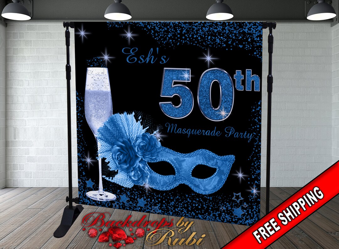 Masquerade Royal Blue Backdrop, Masquerade Step and Repeat Backdrop, 50 ...