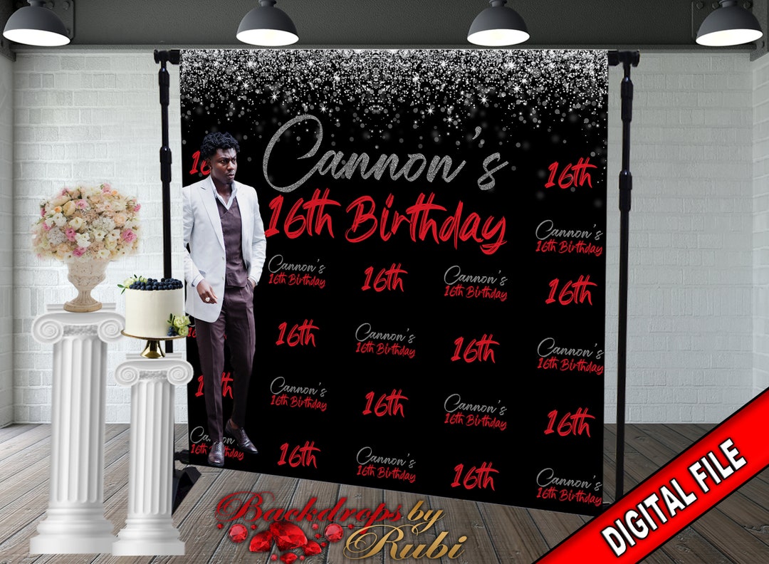 Birthday Backdrop, Sweet 16 Backdrop, Photo Birthday Backdrop, Step and ...