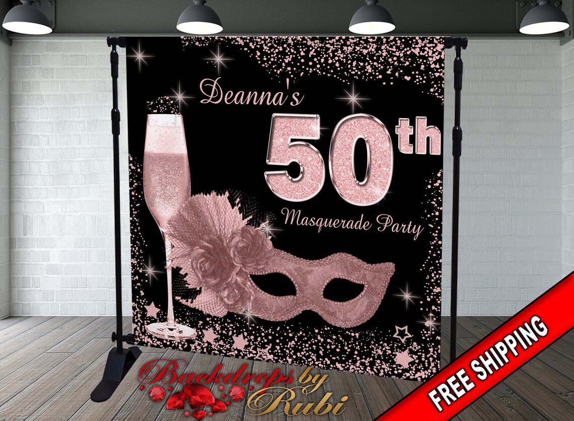 Masquerade Rose Gold Backdrop Masquerade Step and Repeat - Etsy