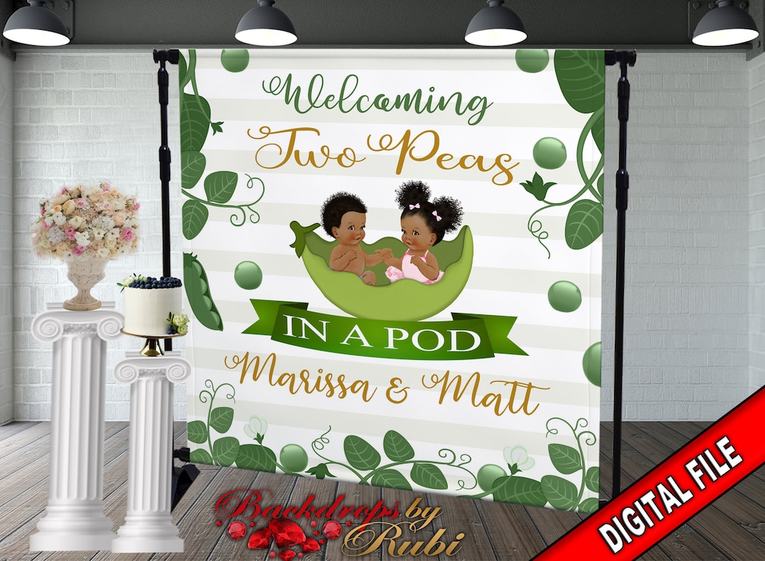 Two Peas in a Pod Backdrop, Two Peas in a Pod Banner, Sweet Peas in a ...