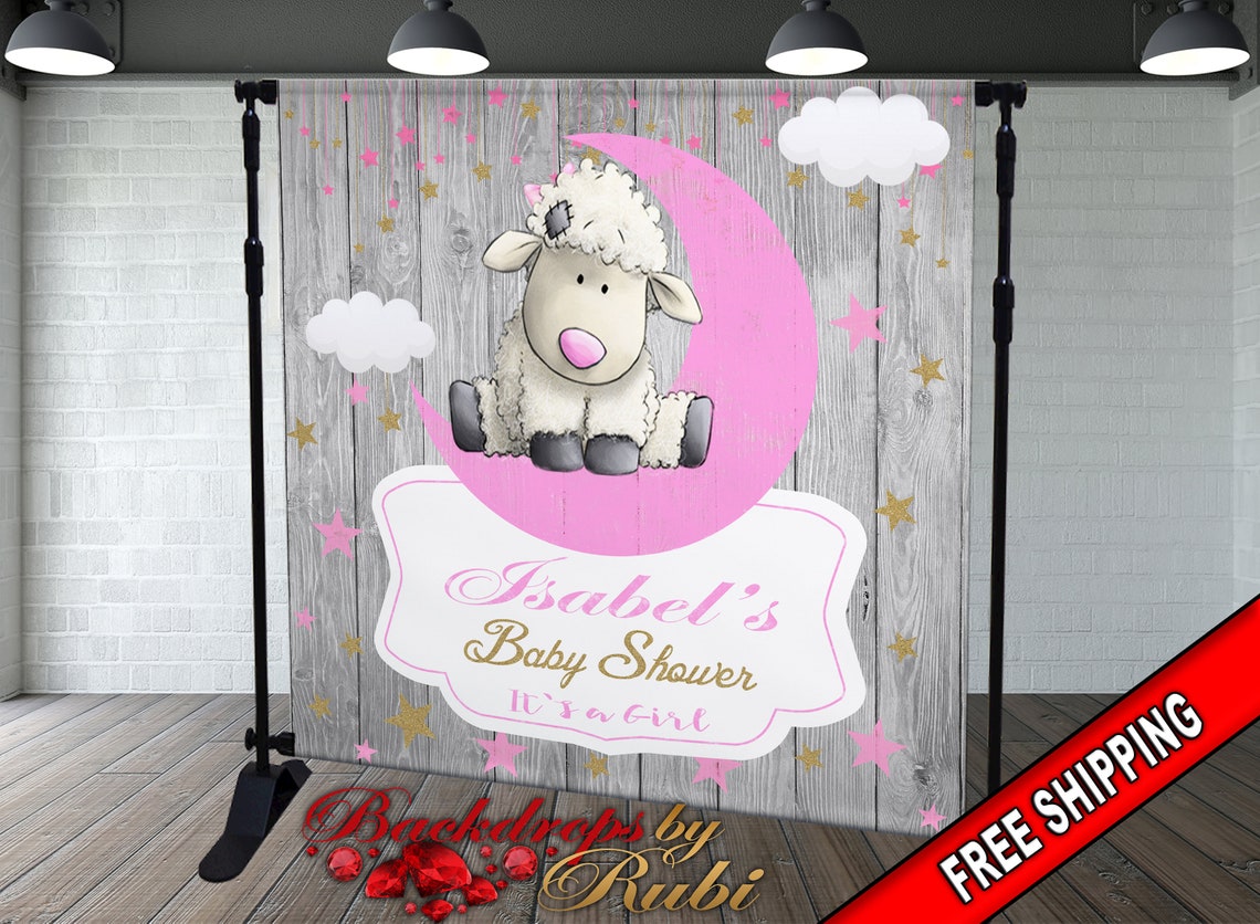 Sheep Backdrop, Sheep Banner, Sheep Baby Shower Backdrop, It's a Girl ...
