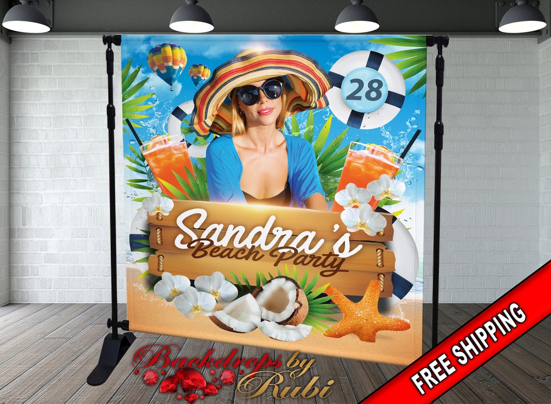Beach Backdrop, Summer Beach Party Banner, Beach Party Background ...