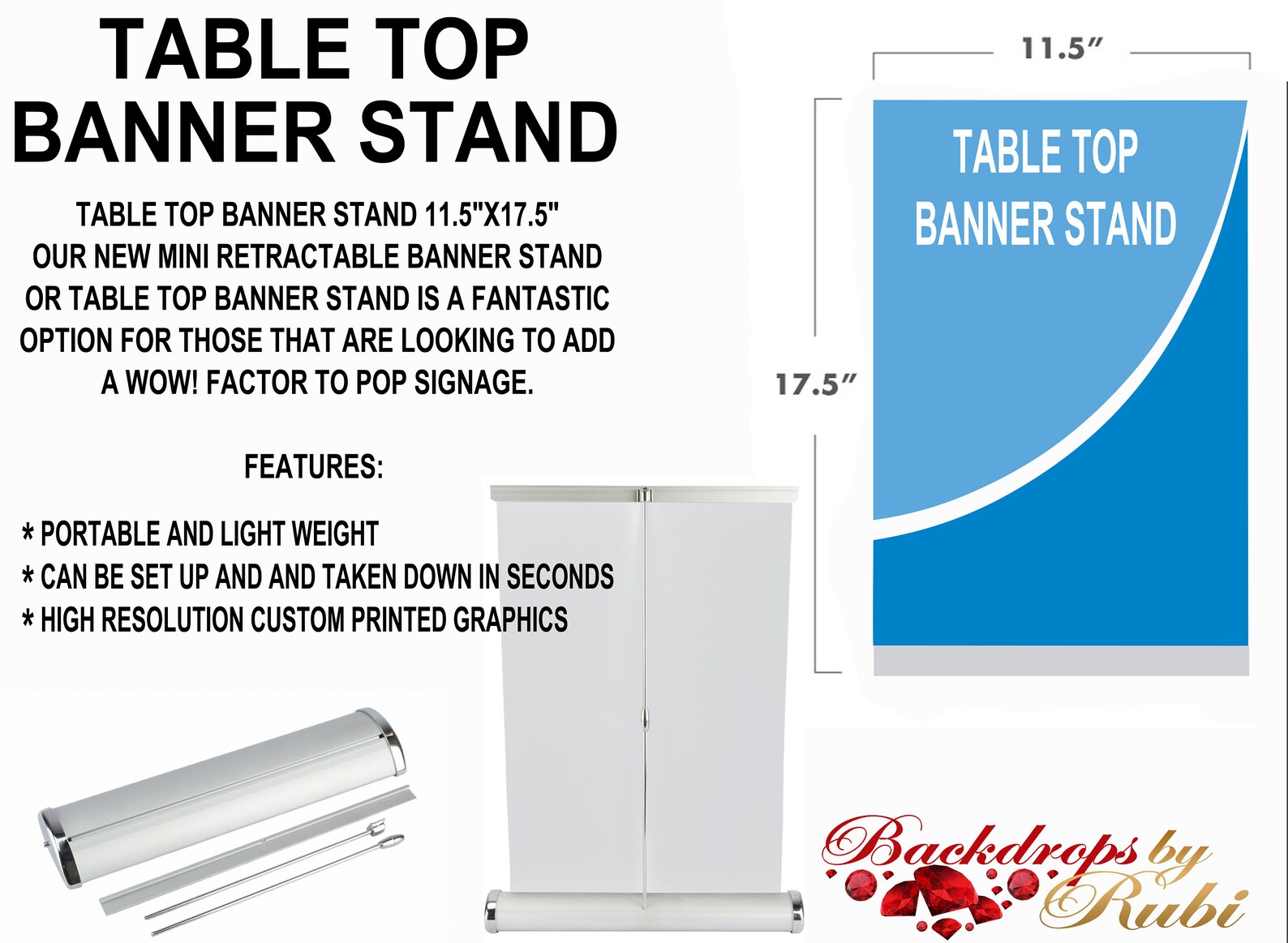 Table Top Banner Stand Logo Step and Repeat Business Event - Etsy