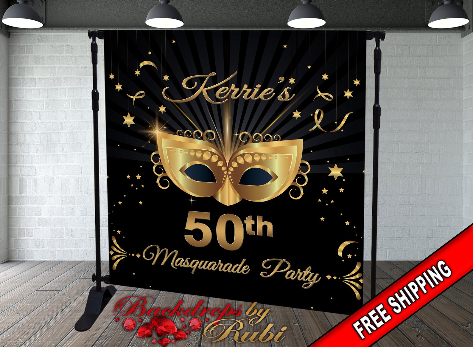 Masquerade Gold Backdrop, Masquerade Step and Repeat Backdrop, 50 ...