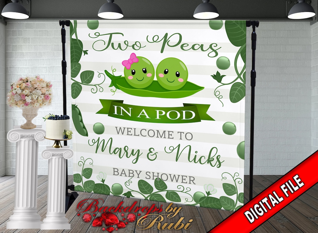 Two Peas in a Pod Backdrop, Two Peas in a Pod Banner, Sweet Peas in a ...