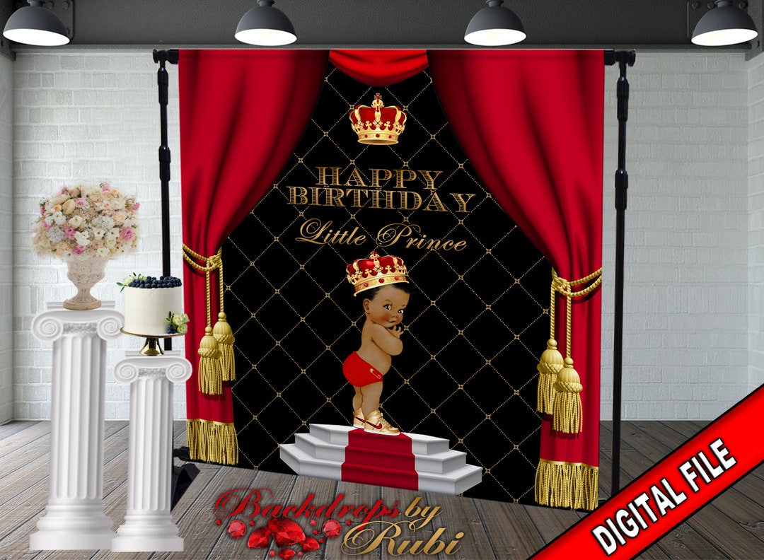Prince Theme Backdrop, Red Crown Prince Backdrop, Royal Prince Baby ...