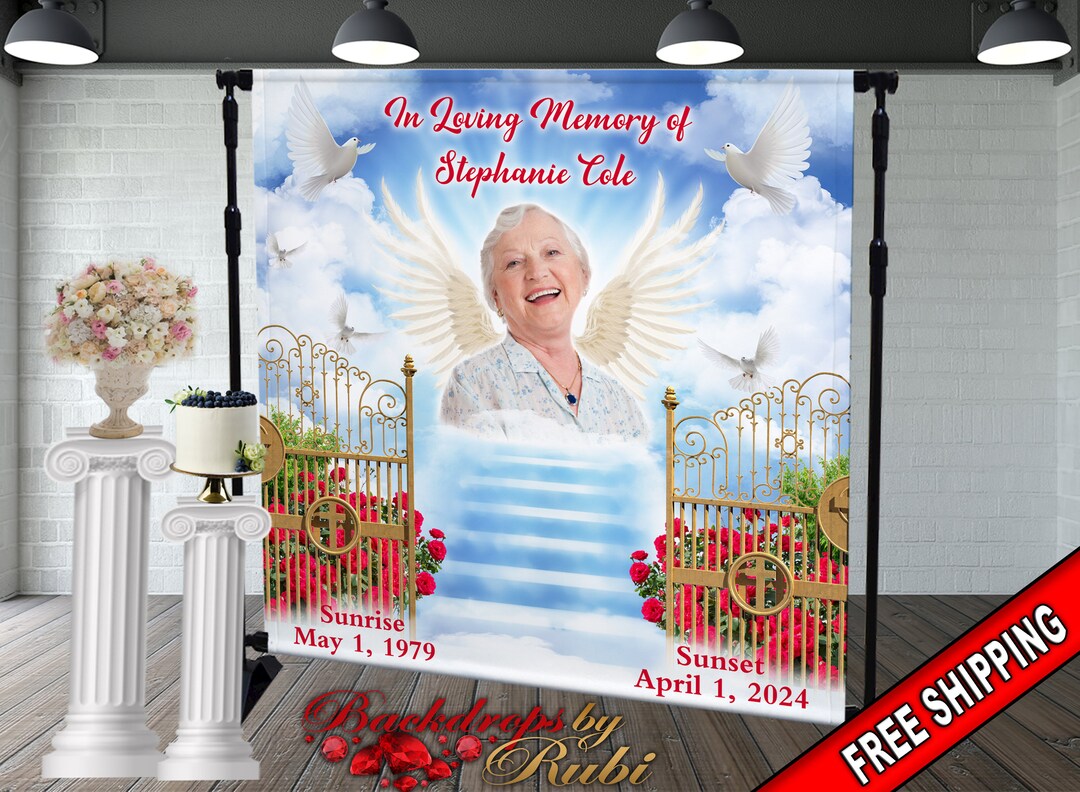 Memorial Backdrop, Funeral Backdrop, in Loving Memory Backdrop ...