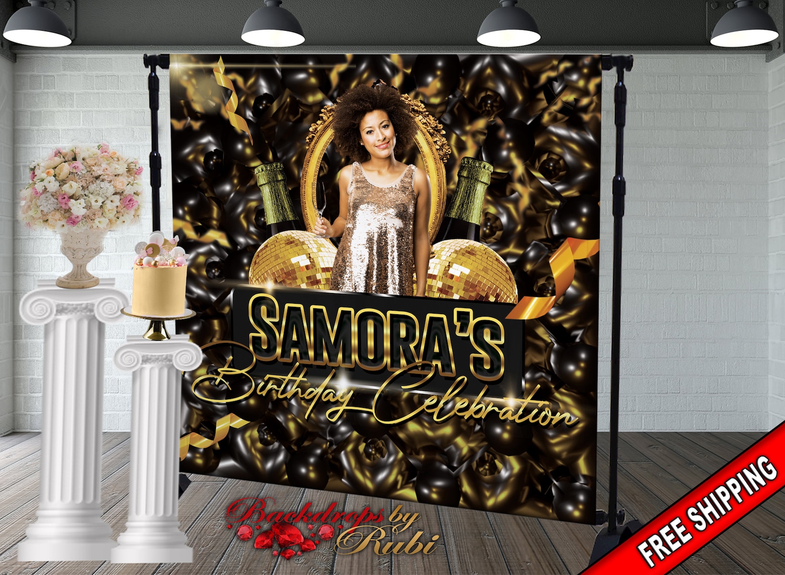 Birthday Backdrop, Custom Photo Birthday Backdrop, 21st Birthday ...