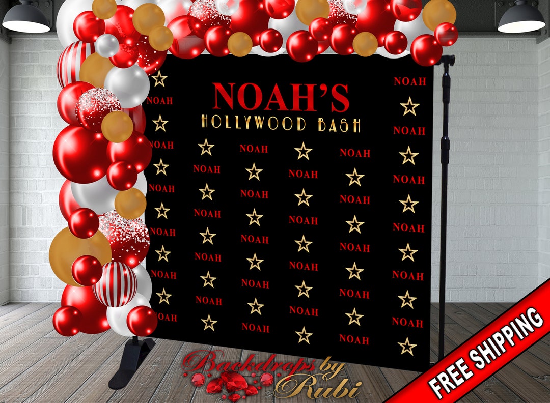 Hollywood Backdrop, Hollywood Banner, Hollywood Birthday Backdrop, Red ...