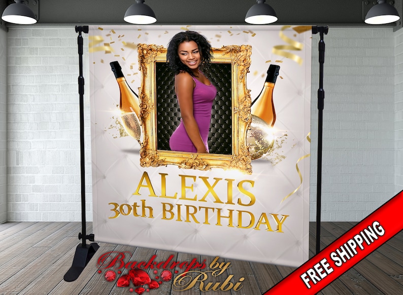 Birthday Backdrop Custom Photo Birthday Backdrop 21st - Etsy