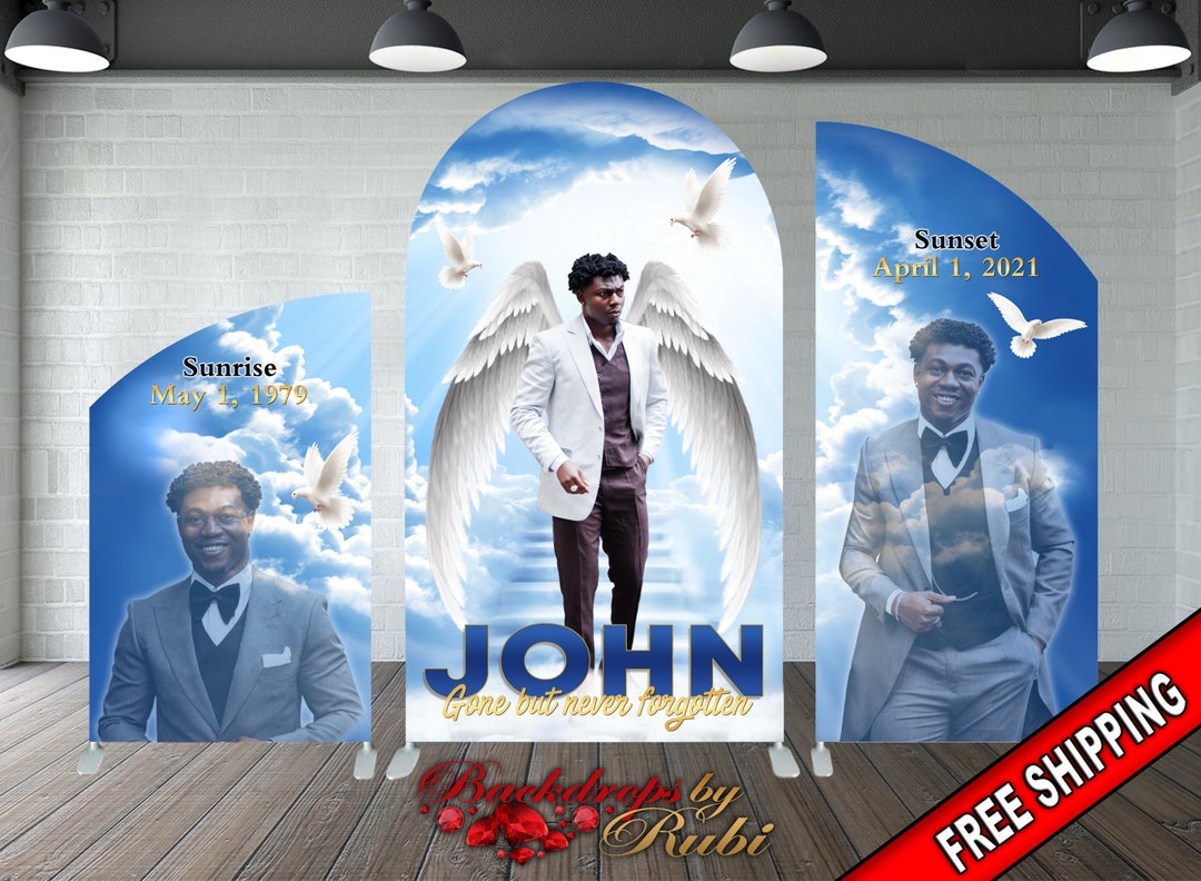 Arched Memorial Backdrop, Funeral Backdrop, in Loving Memory Backdrop ...