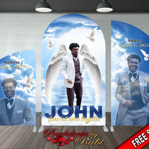 Arched Memorial Backdrop, Funeral Backdrop, in Loving Memory Backdrop ...