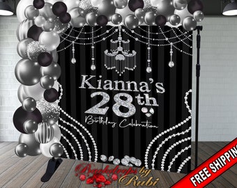 SPARKLE DIAMONDS BACKDROP Black Diamonds Birthday Backdrop - Etsy