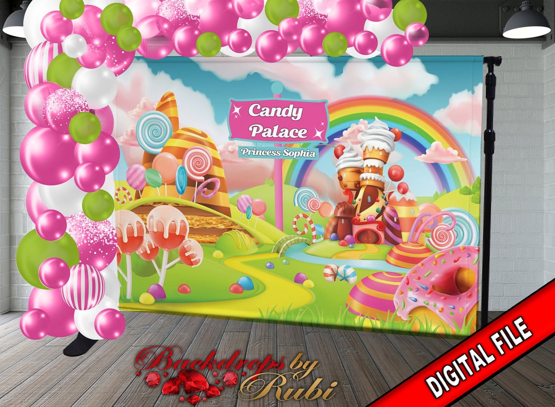 Candy Land Backdrop, Candy Land Banner, Candy Party Backdrop, Candy ...