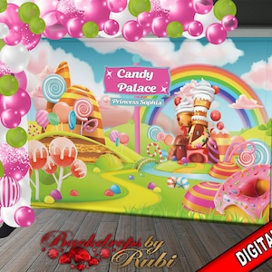 Candy Land Backdrop, Candy Land Banner, Candy Party Backdrop, Candy ...