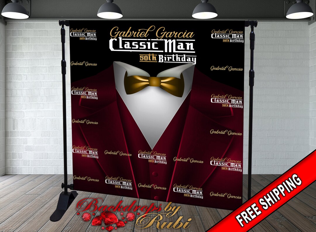 Classic Man Birthday Backdrop, Classic Man Step and Repeat Backdrop ...