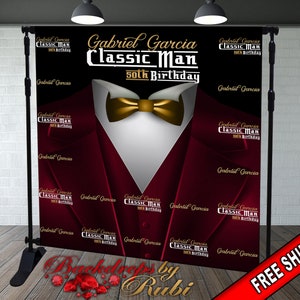 Classic Man Birthday Backdrop, Classic Man Step and Repeat Backdrop ...