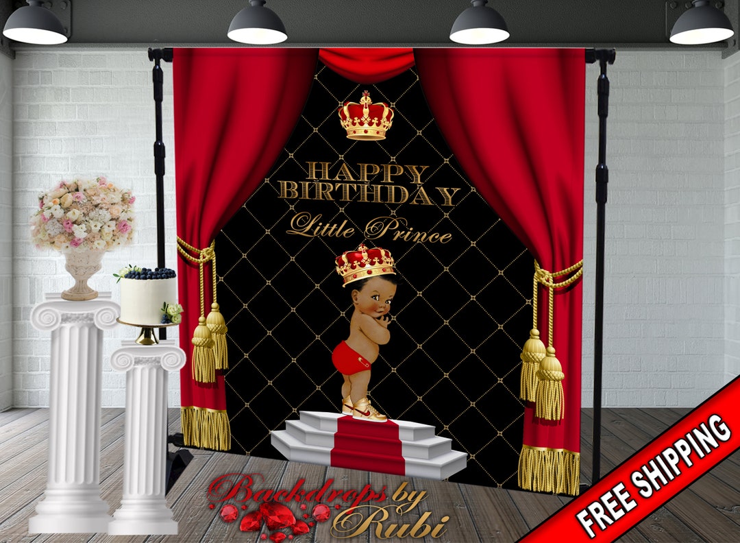 Prince Theme Backdrop, Red Crown Prince Backdrop, Royal Prince Baby ...