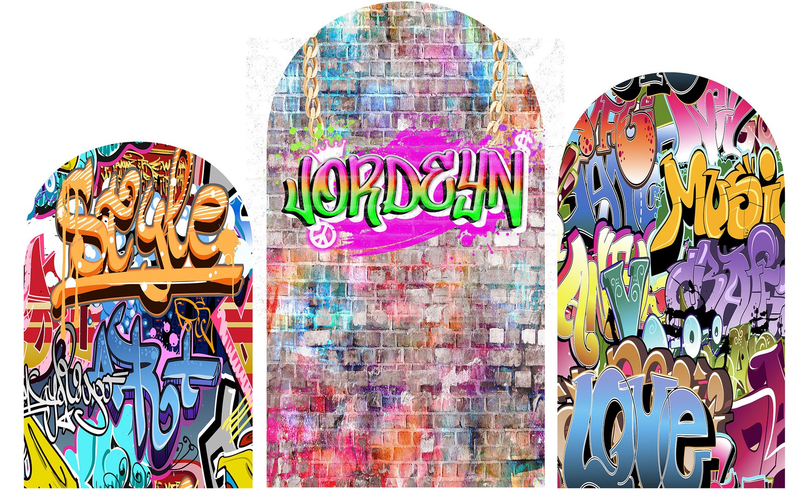 Graffiti Arched Backdrop, Graffiti Arched Banner, Arched 80's 90's Hip ...