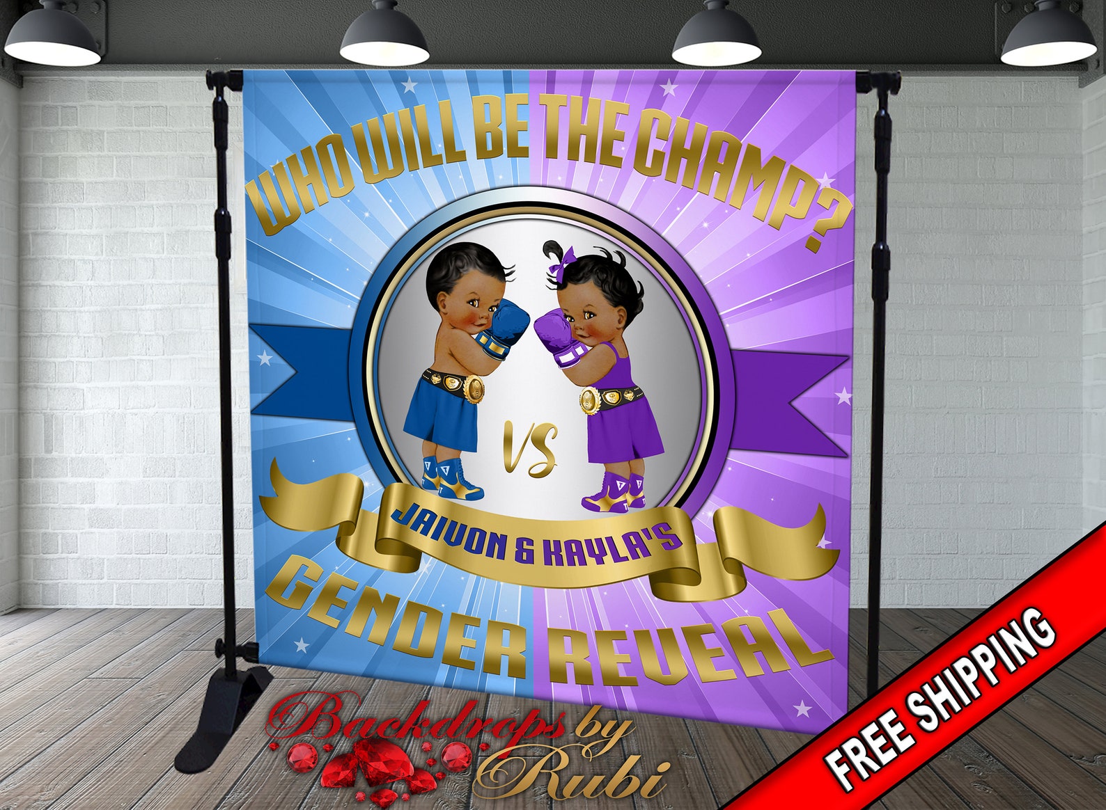 Boxing Gender Reveal Backdrop, Gender Reveal Boxing , Gender Reveal ...