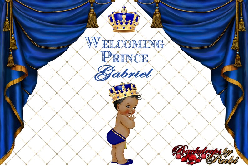 Royal Prince Theme Backdrop, Blue Crown Prince Backdrop, Royal Prince ...