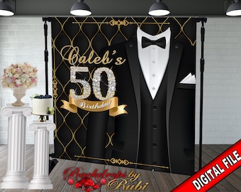 Classic Man Birthday Backdrop, Classic Man Step and Repeat Backdrop ...