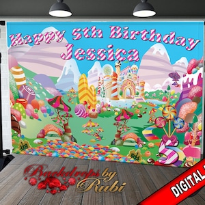 Candy Land Backdrop, Candy Land Banner, Candy Party Backdrop, Candy ...