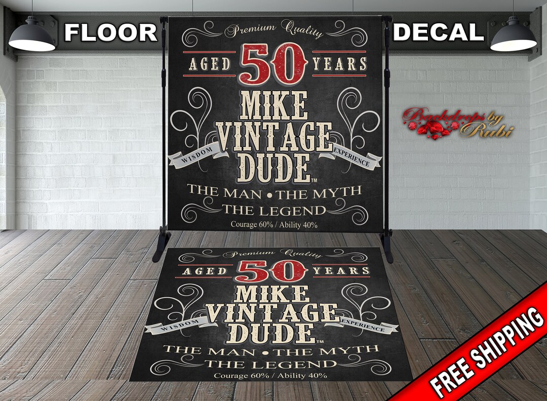 Vintage Dude Floor Decal, Vintage Dude Floor Sticker, 50th Birthday ...