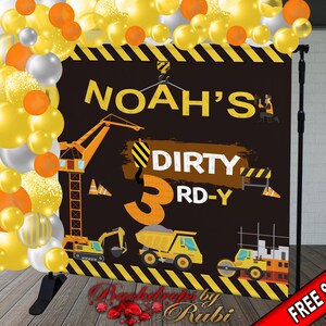 Construction Backdrop, Construction Birthday Banner, Construction ...