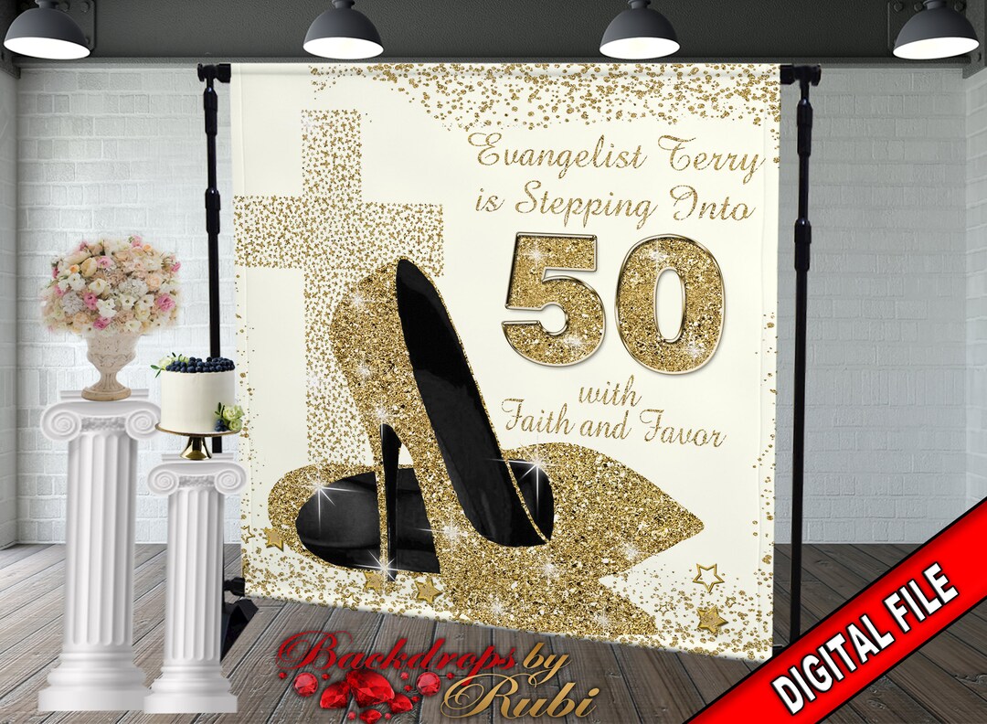 High Heels Cross, Birthday Backdrop, High Heels Gold Backdrop, Birthday ...