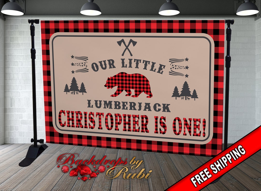 Lumberjack Backdrop, Buffalo Plaid Backdrop, Lumberjack Banner ...