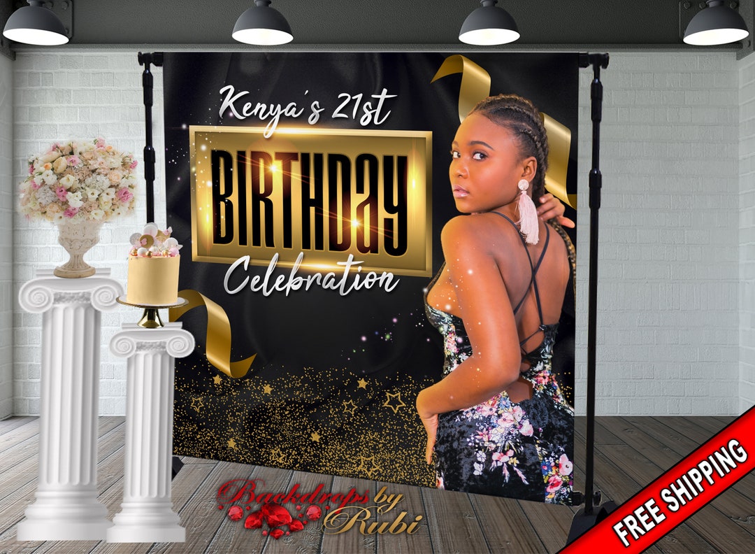 Birthday Backdrop, Custom Photo Birthday Backdrop, 21st Birthday ...