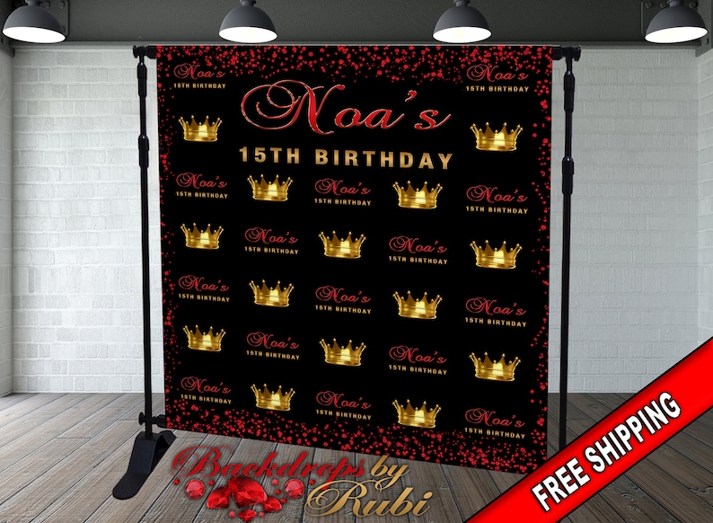 Birthday Backdrop, Sweet 16 Backdrop, Photo Birthday Backdrop, Step and ...