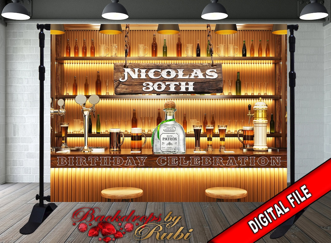Bar Backdrop, 50th Birthday Backdrop, Men's Bar Backdrop, Men's ...