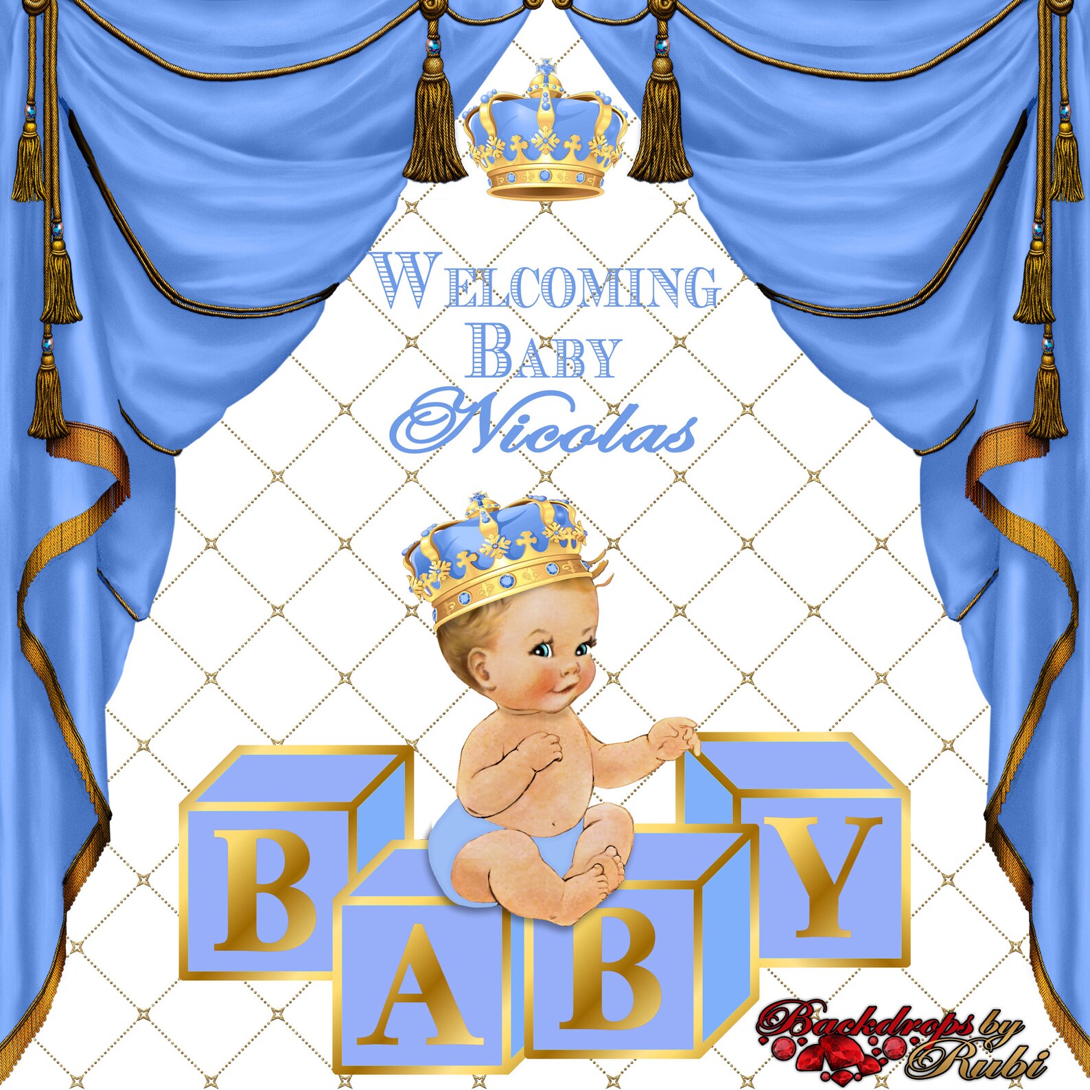 Baby Blue Prince Backdrop Baby Blue Crown Baby Blue Prince - Etsy