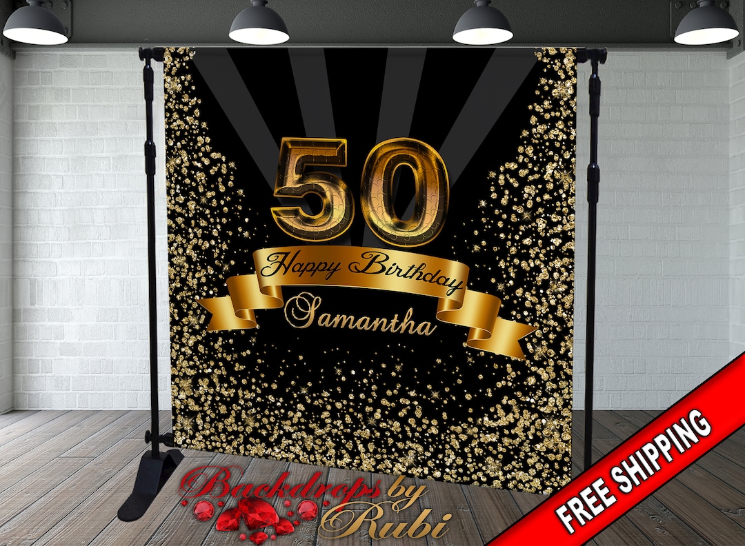 50th Birthday Backdrop, Birthday Gold Backdrop, Birthday Backdrop ...
