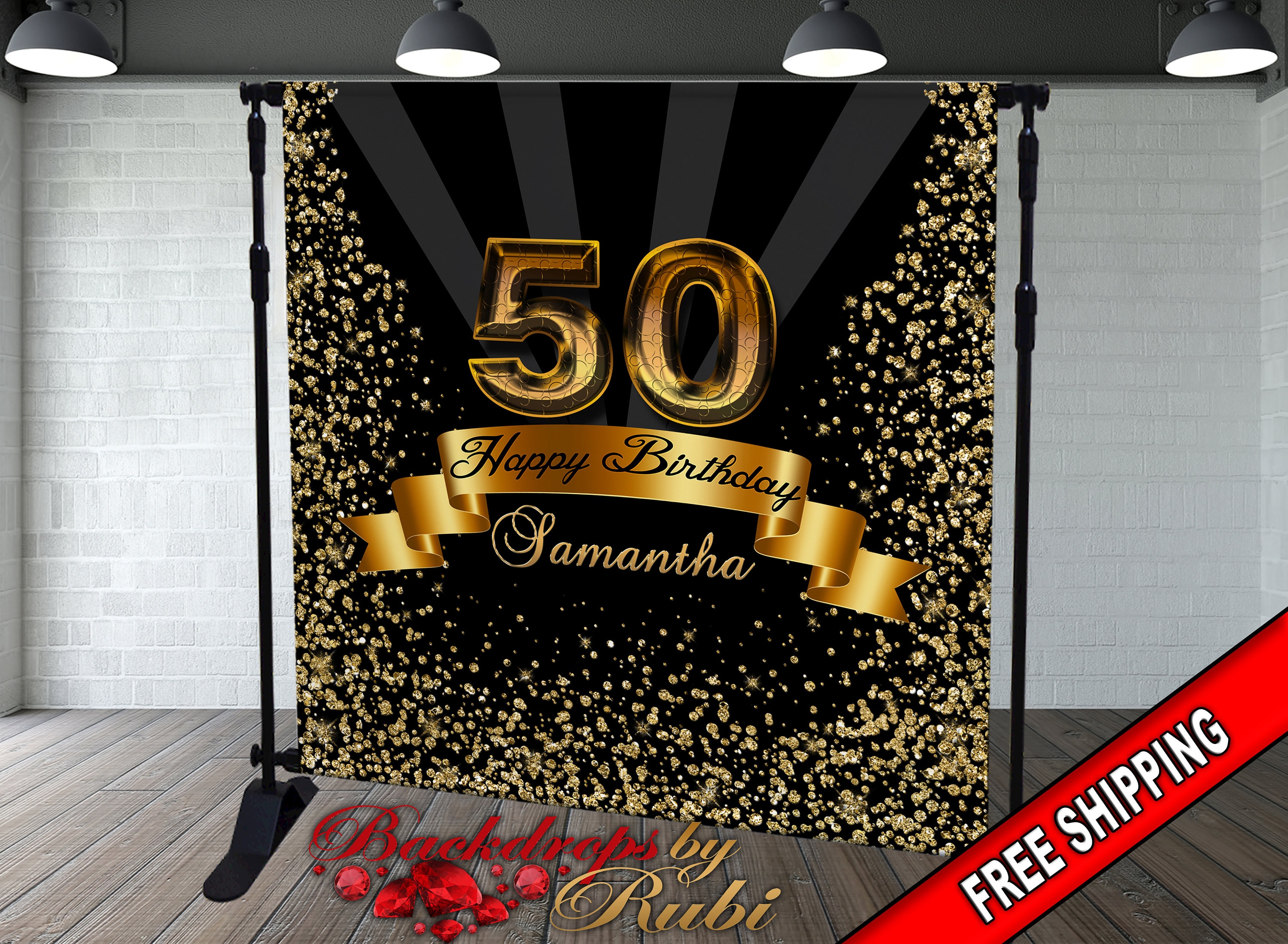 50th Birthday Backdrop Birthday Gold Backdrop Birthday - Etsy
