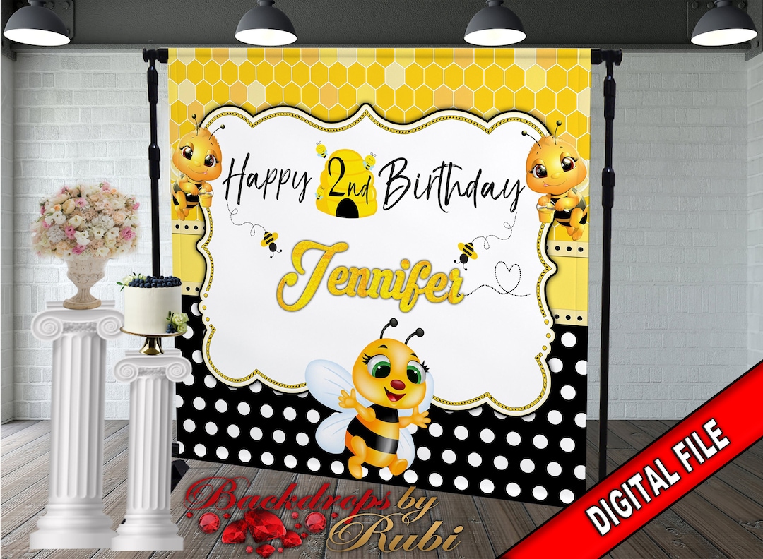 Bee Birthday Banner, Bee Birthday Backdrop, Bee Step Repeat Backdrop ...