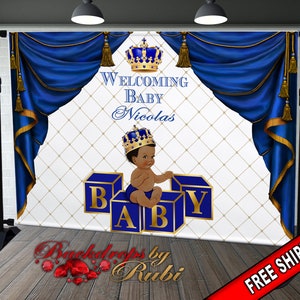 Royal Prince Theme Backdrop, Blue Crown Prince Backdrop, Royal Prince ...