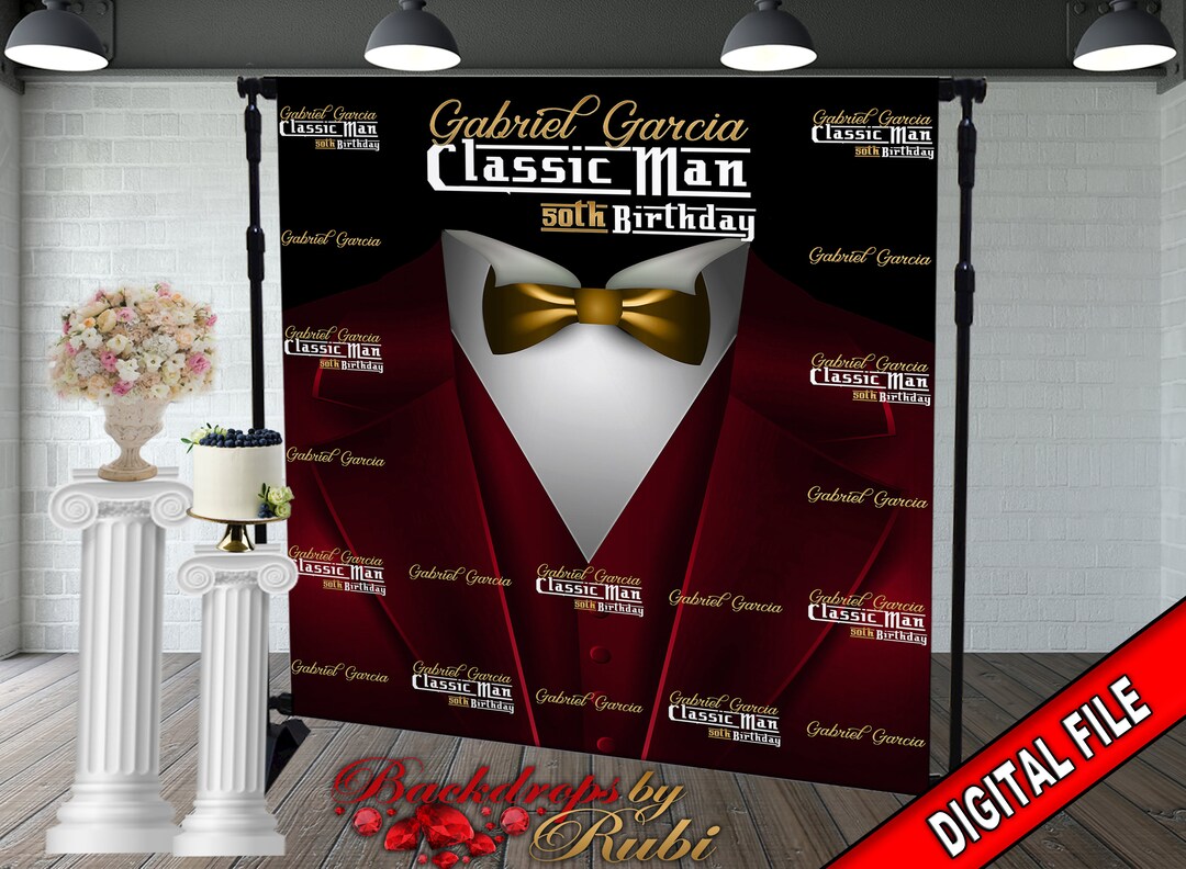 Classic Man Birthday Backdrop, Classic Man Step and Repeat Backdrop ...