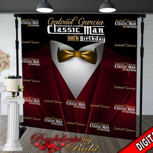 Classic Man Birthday Backdrop, Classic Man Step and Repeat Backdrop ...