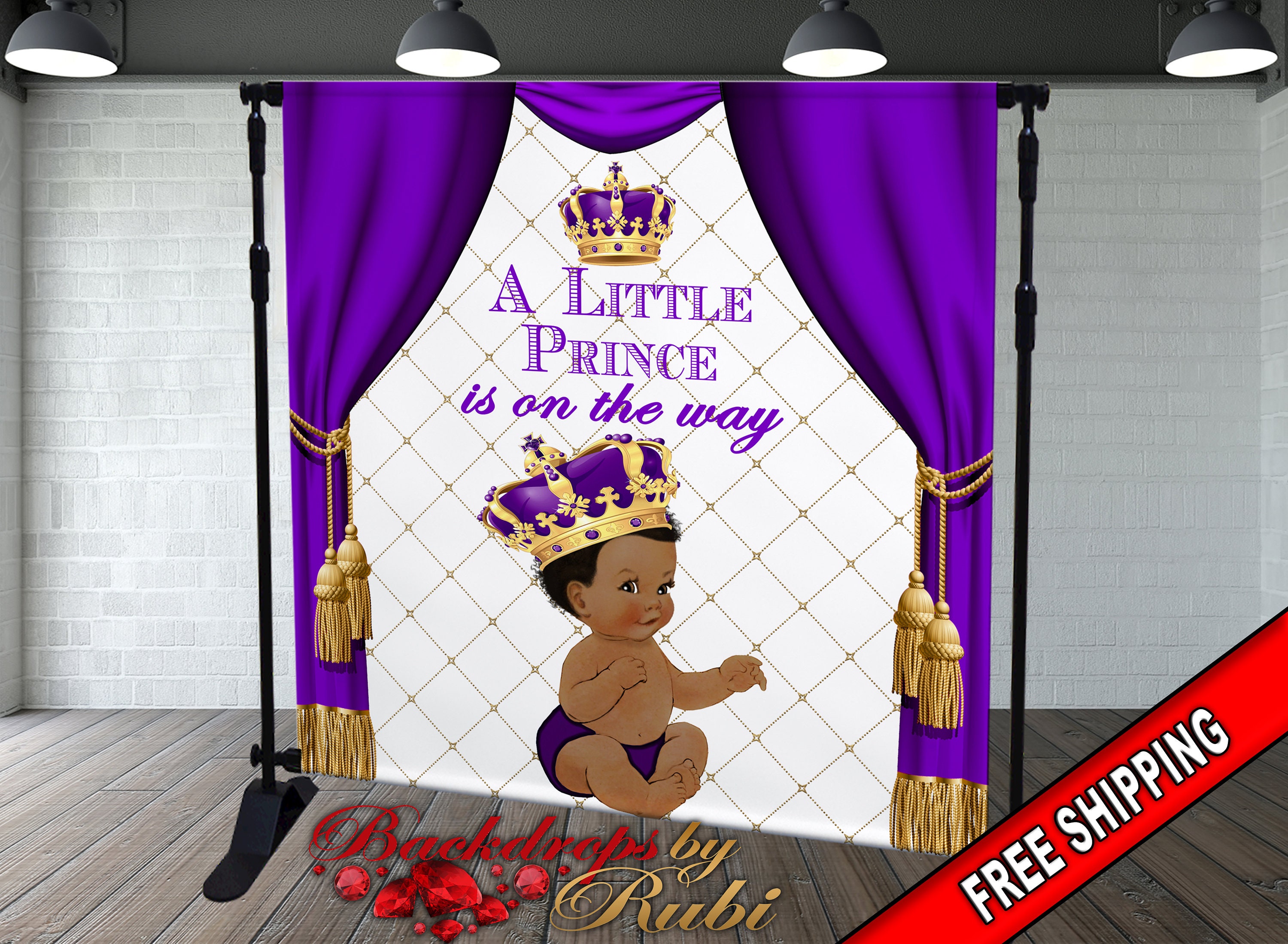 Prince Theme Backdrop, Purple Crown Prince Backdrop, Royal Prince Baby ...