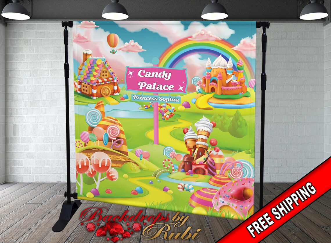 Candy Land Backdrop, Candy Land Banner, Candy Party Backdrop, Candy ...