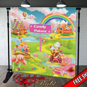 Candy Land Backdrop, Candy Land Banner, Candy Party Backdrop, Candy ...