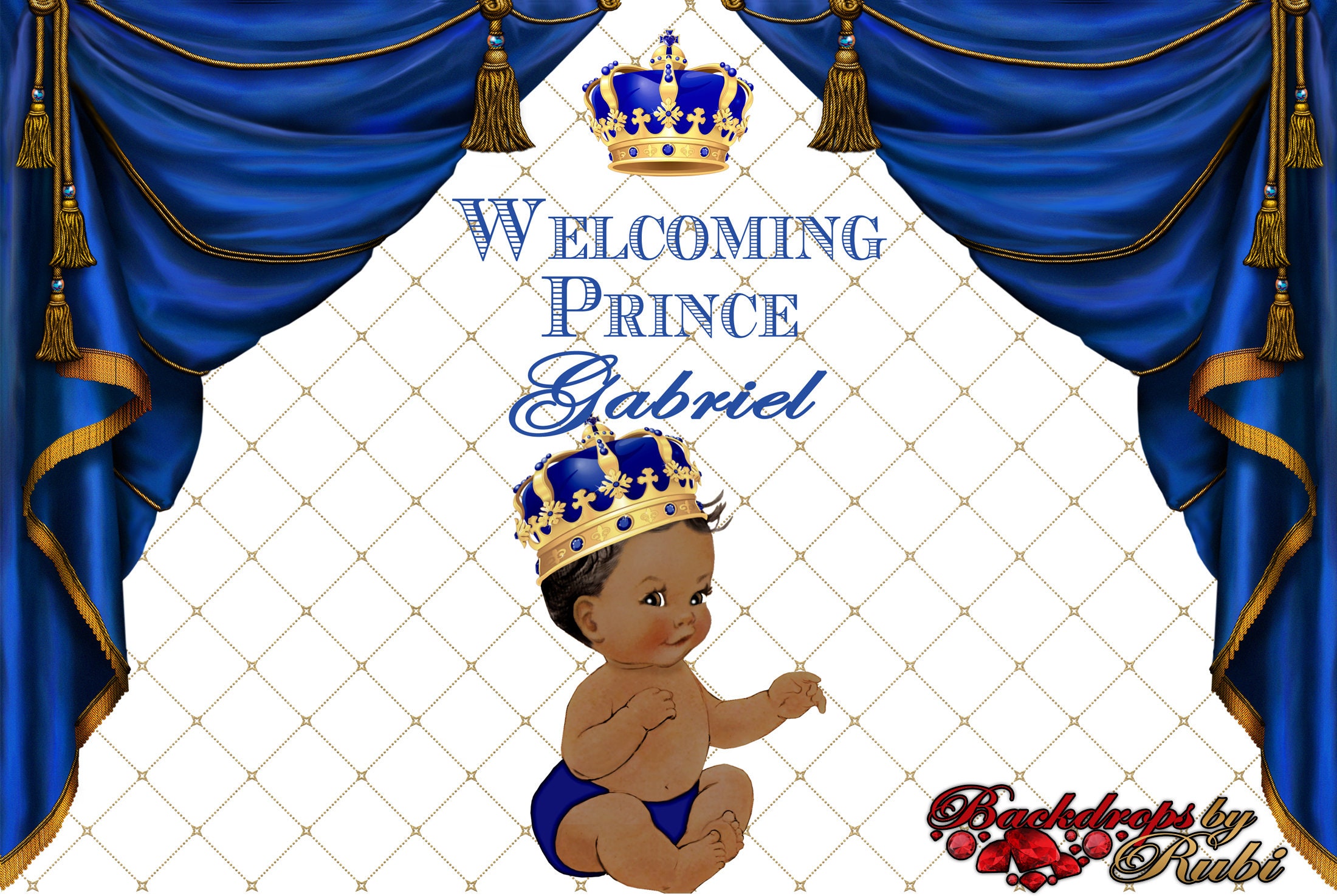 Royal Prince Theme Backdrop, Blue Crown Prince Backdrop, Royal Prince ...