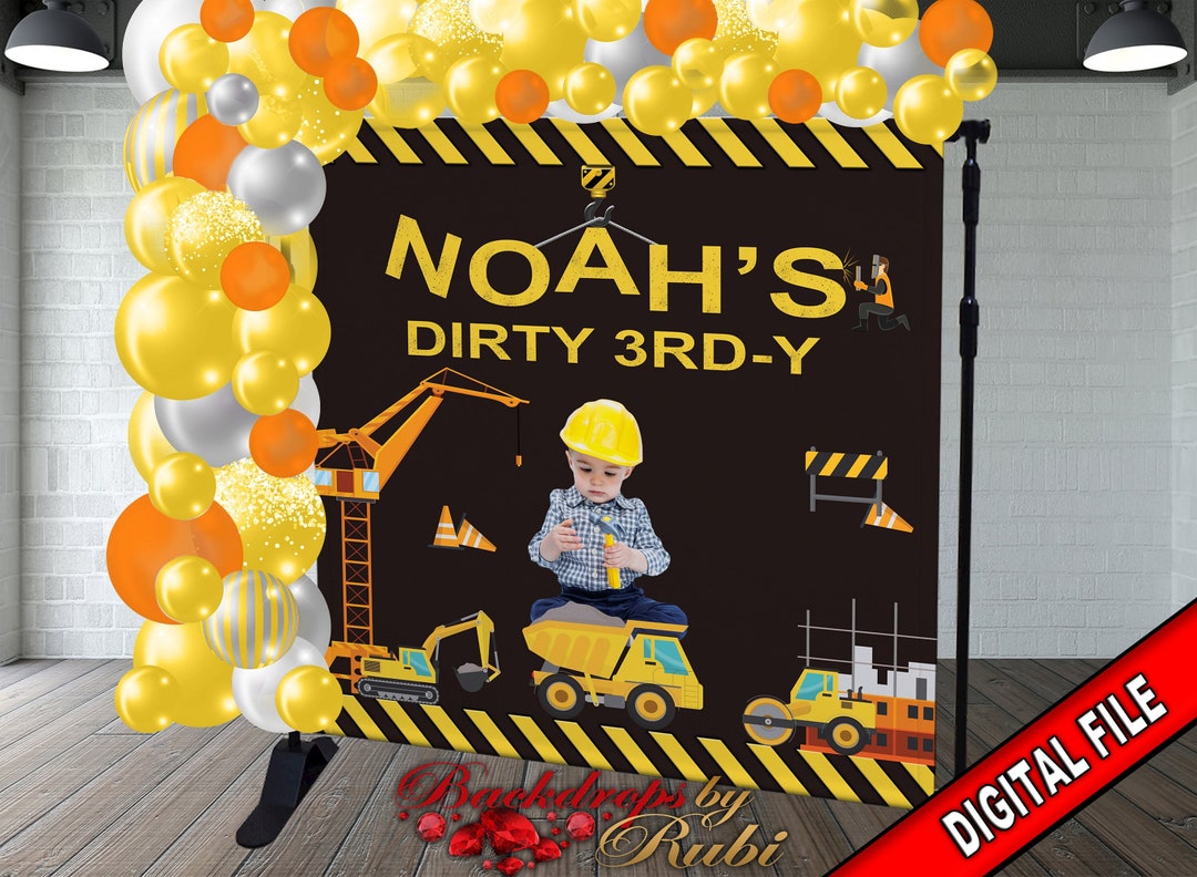 Construction Backdrop, Construction Birthday Banner, Construction ...